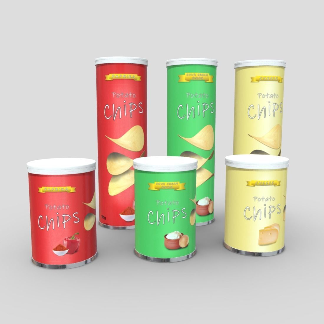 3D model Potato Chips Tube Pack VR / AR / low-poly | CGTrader