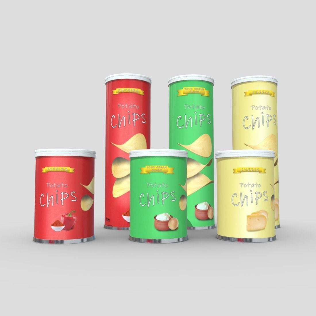 3D model Potato Chips Tube Pack VR / AR / low-poly | CGTrader
