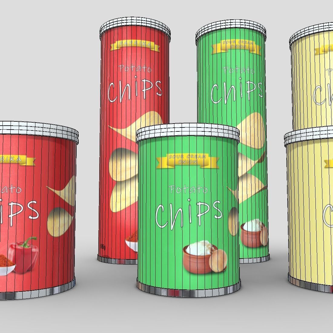 3D model Potato Chips Tube Pack VR / AR / low-poly | CGTrader