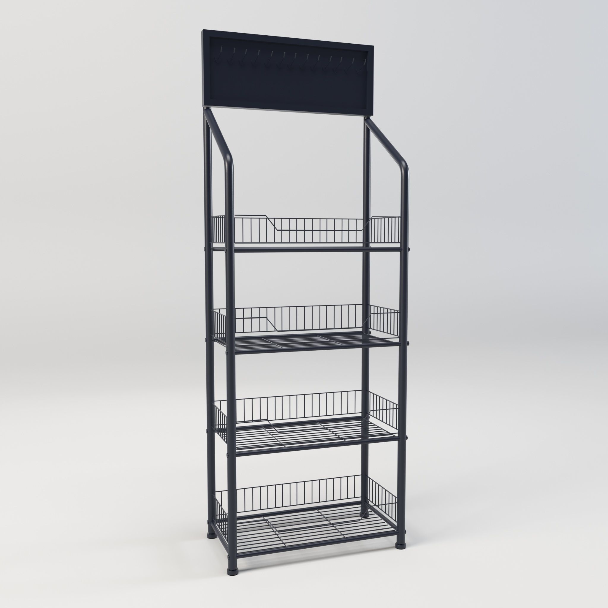 3D model Supermarket food candy chips display wire steel shelf rack VR ...