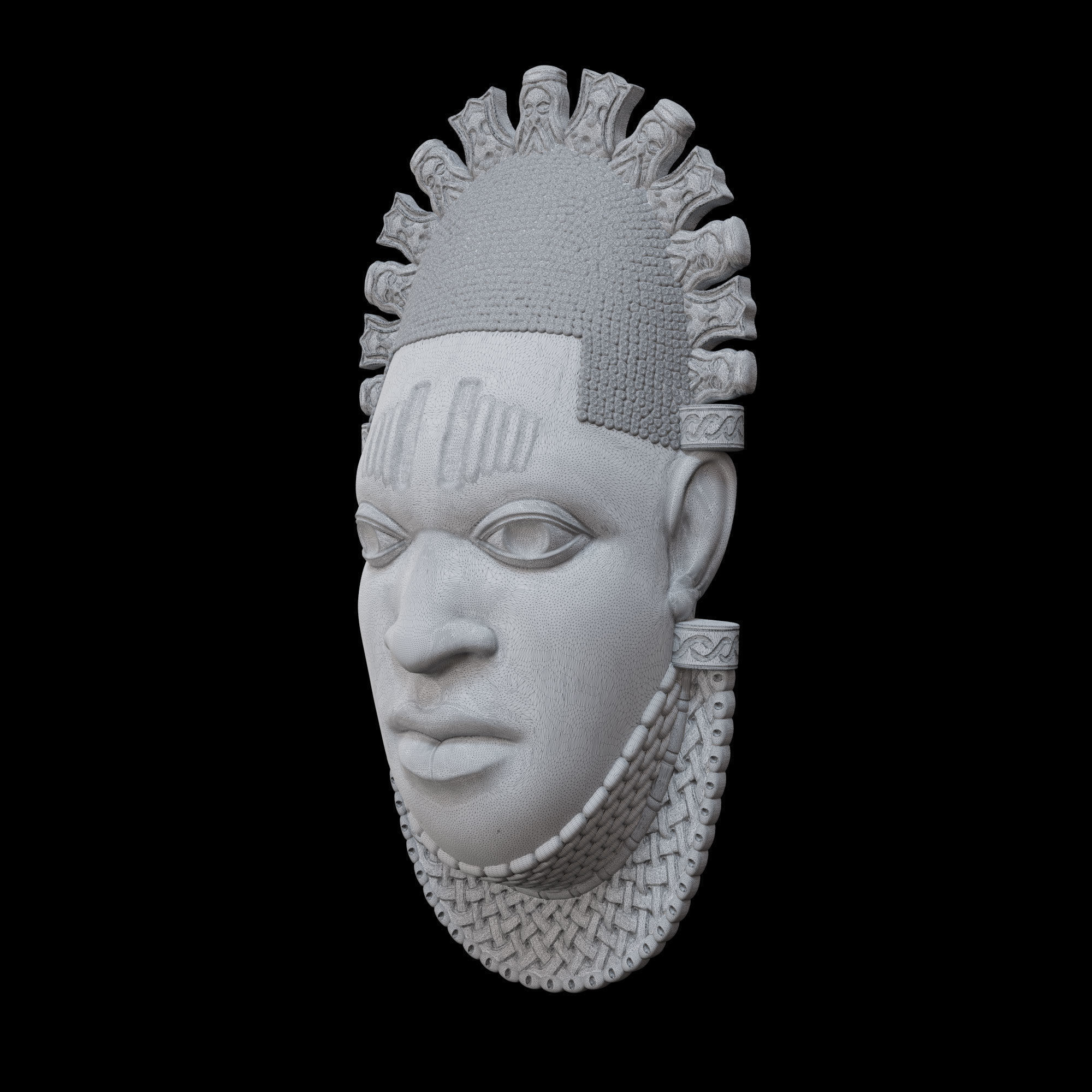 African Benin ivory mask of Queen Idia 3d print 3D model 3D printable ...