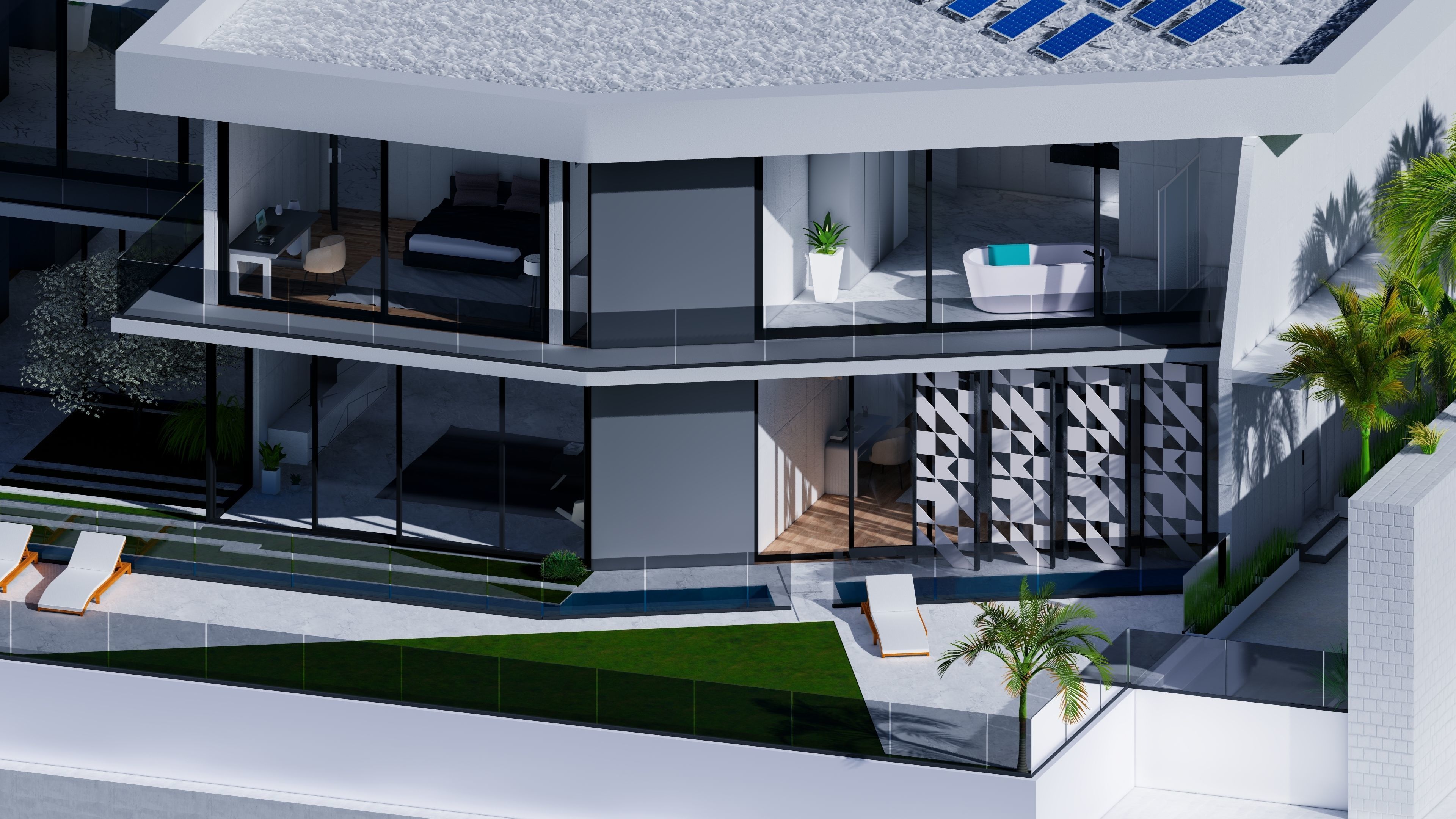 Modern House sketchup model lumion render 3D model animated | CGTrader