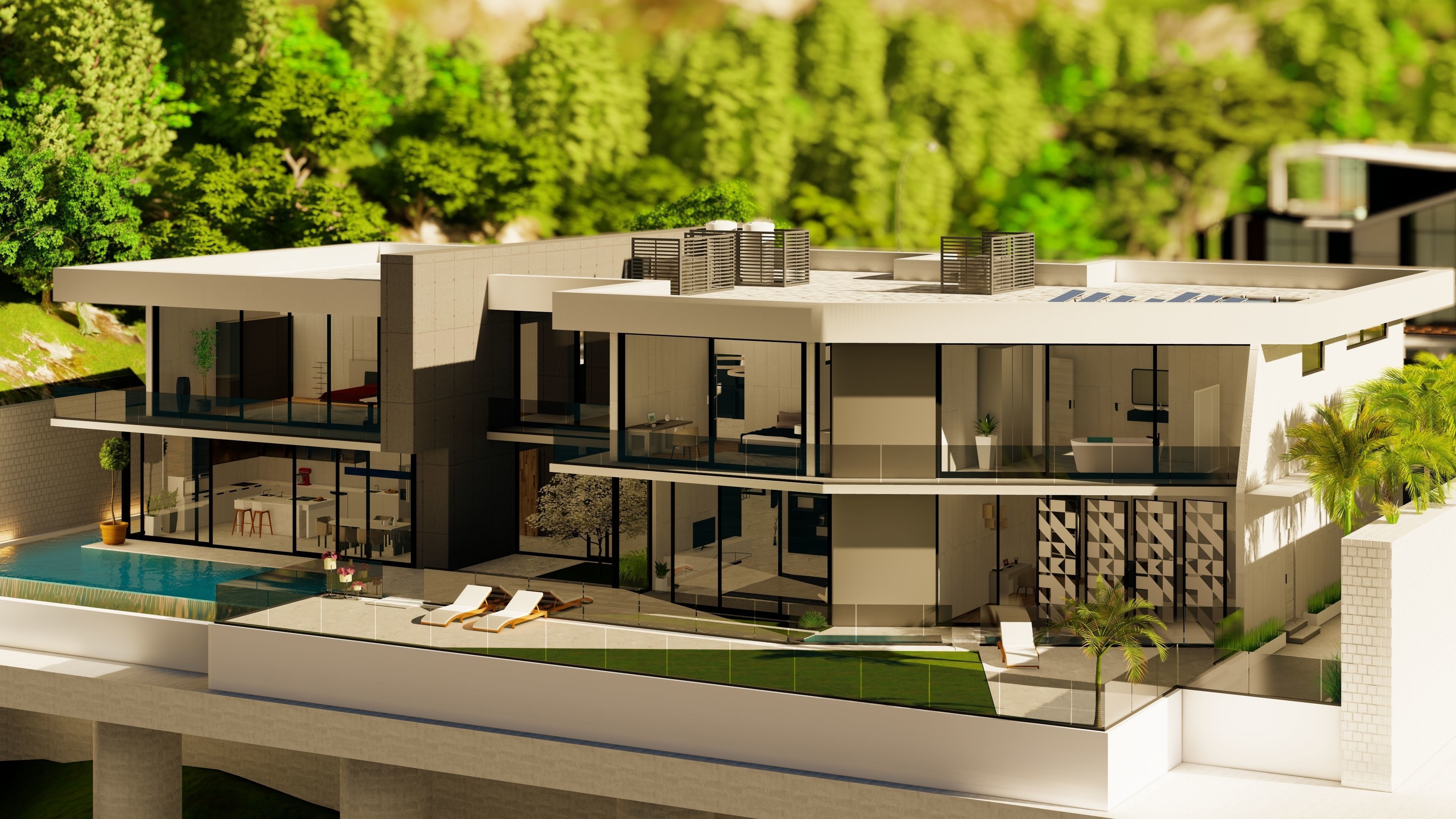 Modern House sketchup model lumion render 3D model animated | CGTrader