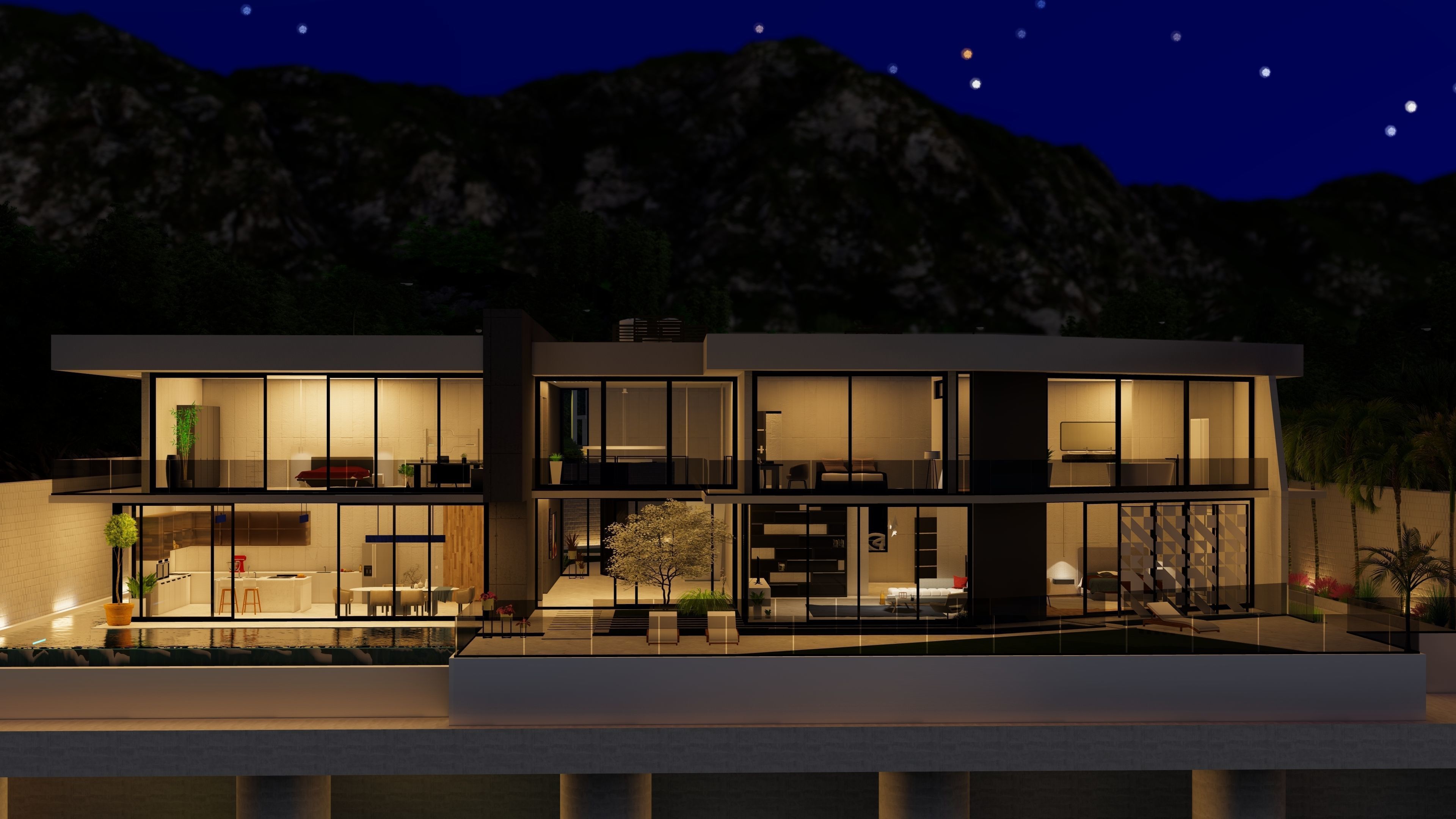 Modern House sketchup model lumion render 3D model animated | CGTrader