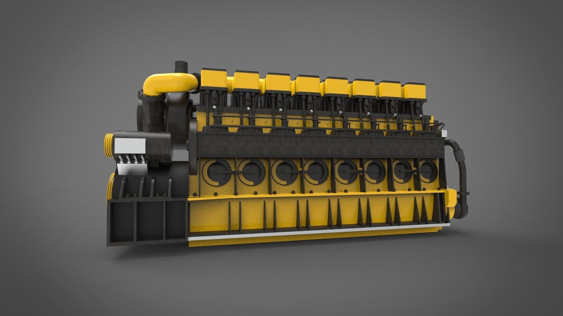 Container ship diesel engine 3D model | CGTrader