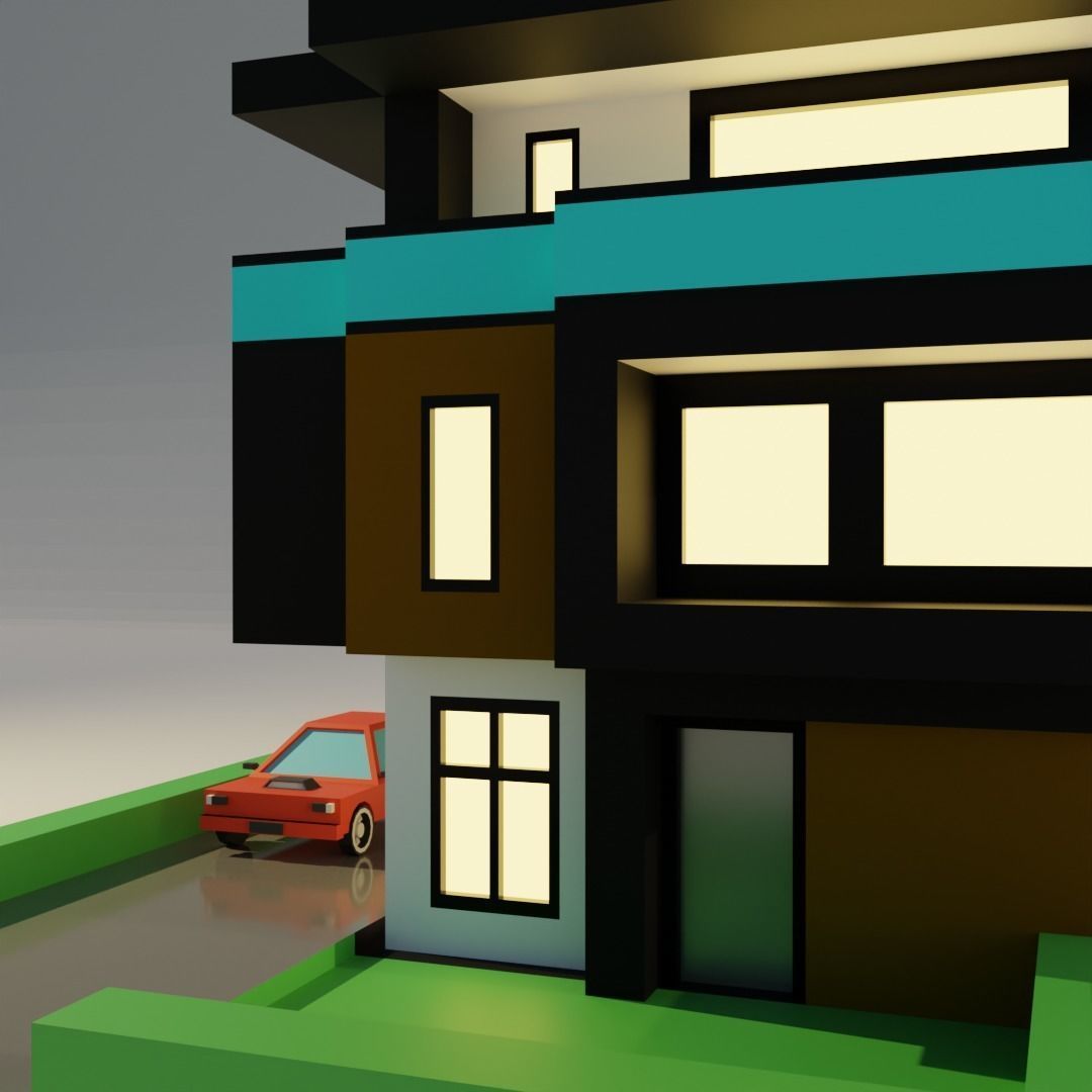 3D model Low poly Modern House 002 VR / AR / low-poly | CGTrader