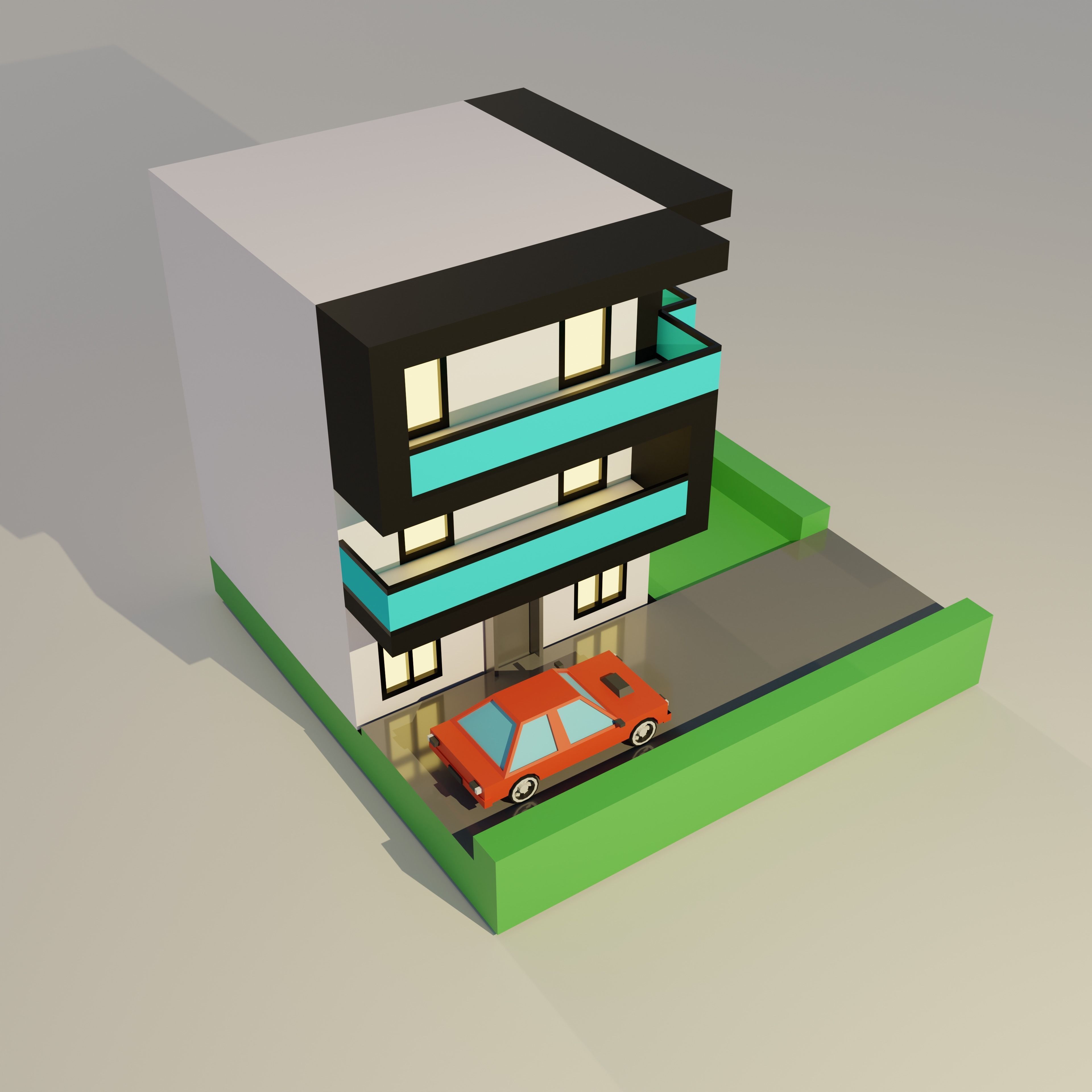 3D model Low poly Modern House 002 VR / AR / low-poly | CGTrader