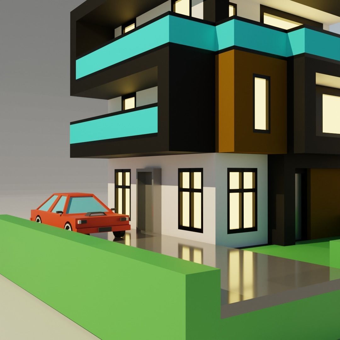 3D model Low poly Modern House 002 VR / AR / low-poly | CGTrader