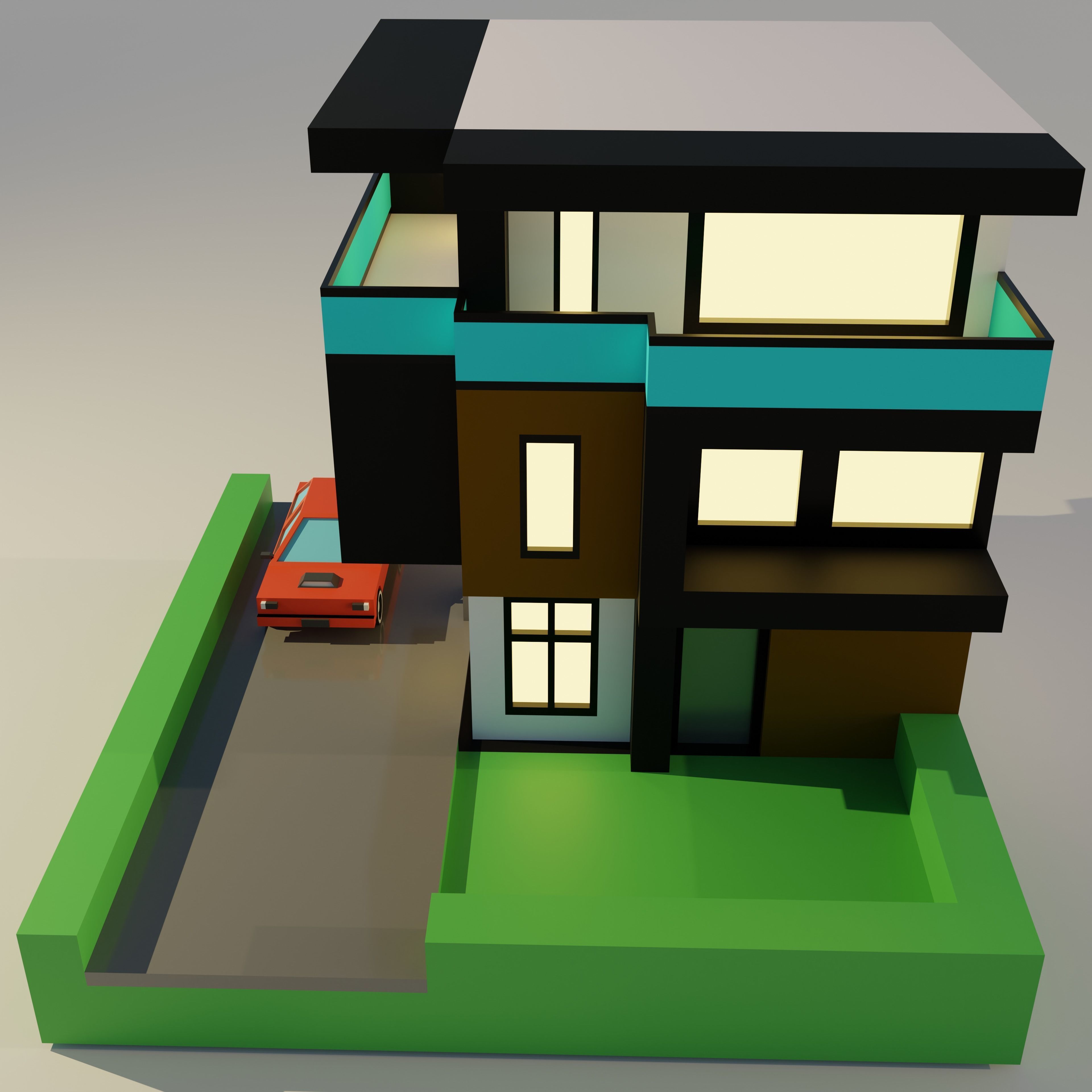 3D model Low poly Modern House 002 VR / AR / low-poly | CGTrader