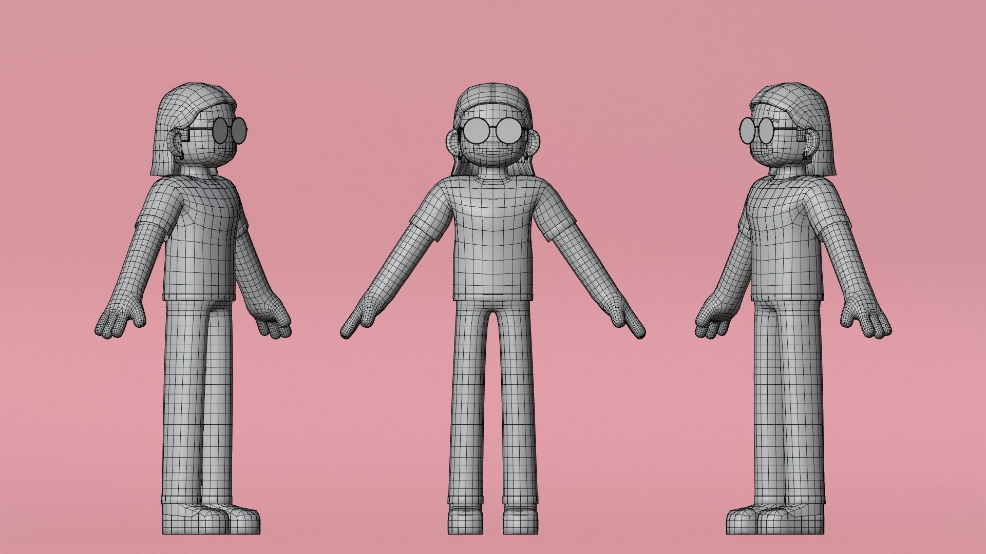 3D model Minimal Simple Girl Cartoon Character VR / AR / low-poly ...