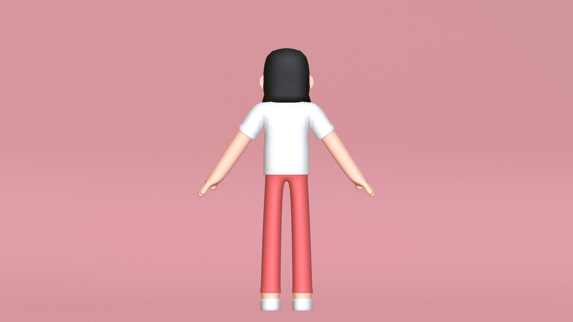 3D model Minimal Simple Girl Cartoon Character VR / AR / low-poly ...