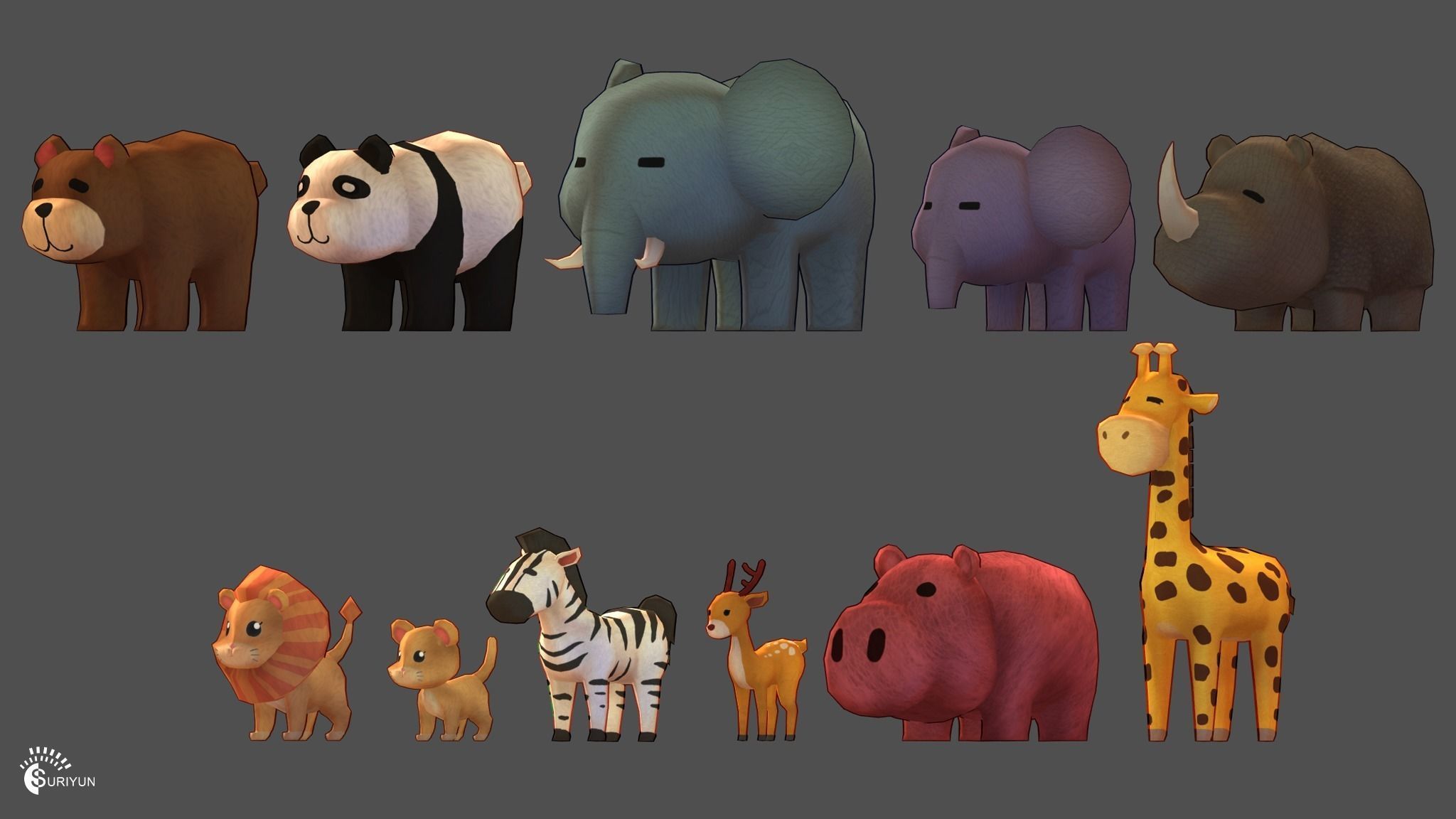 3D model Cute Zoo VR / AR / low-poly | CGTrader
