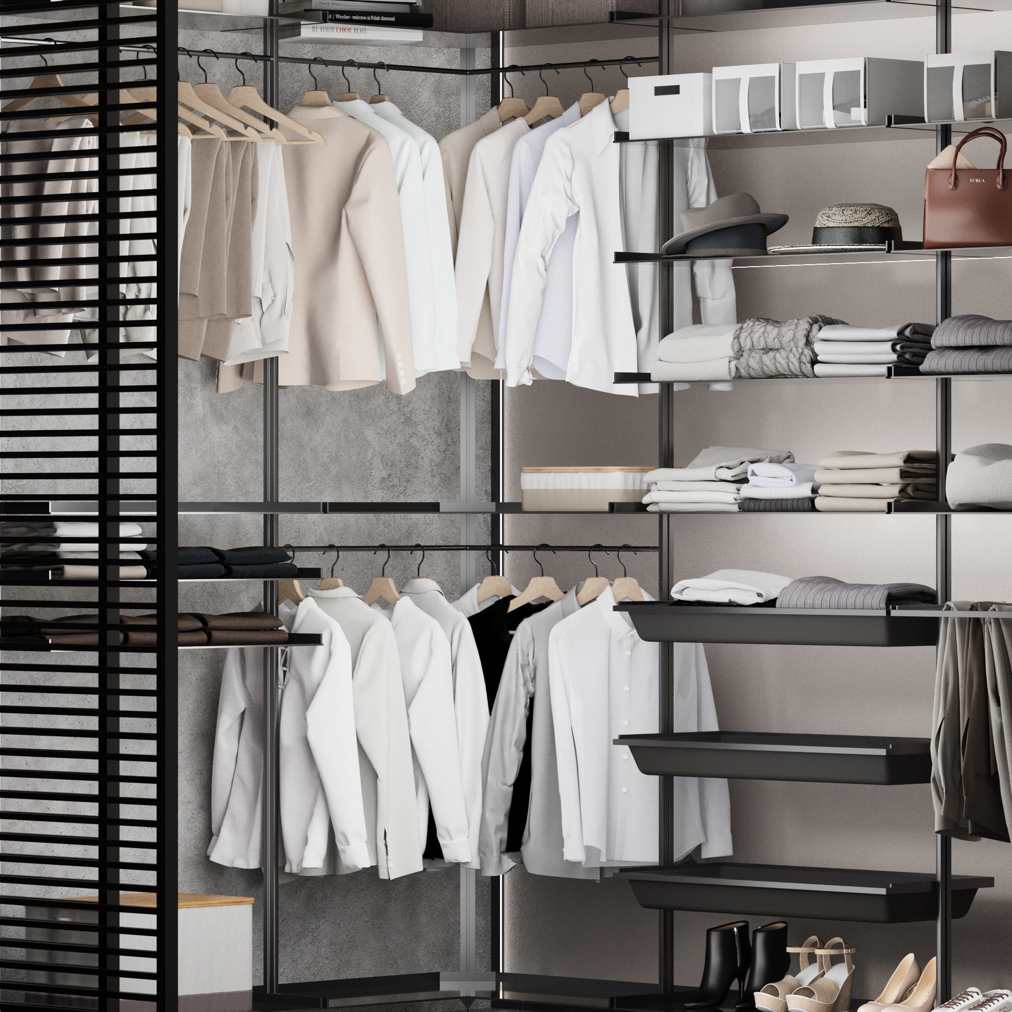 Velaria Sliding partition wardrobe system wardrobe clothes 3D model ...