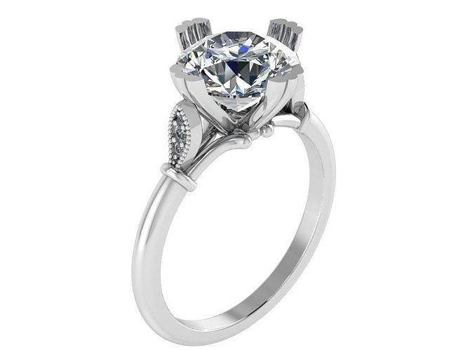 Round Diamond Ring 0909 3D model 3D printable | CGTrader