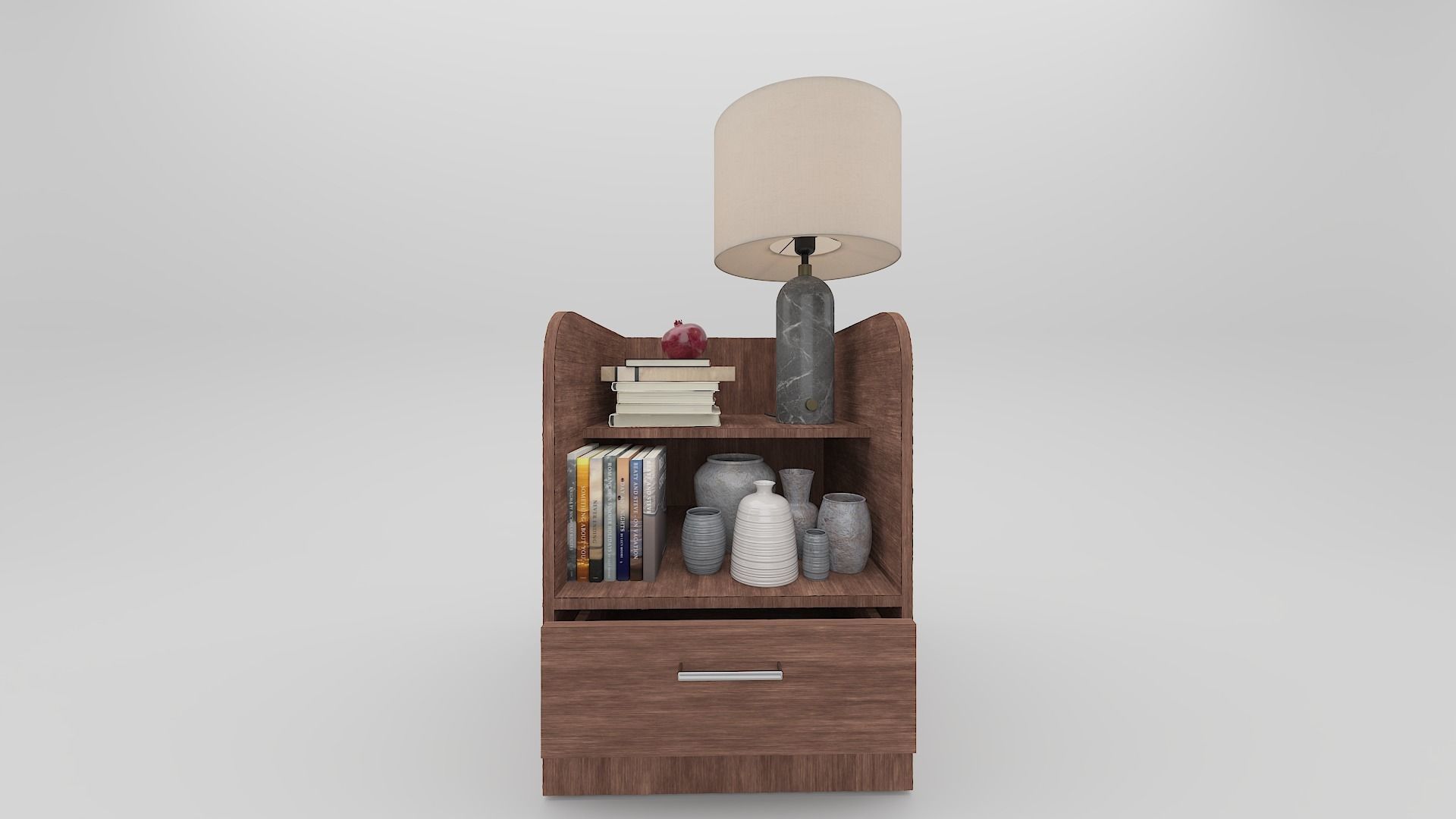 Bedside Table Walnut Wood 3d Model free 3D model | CGTrader