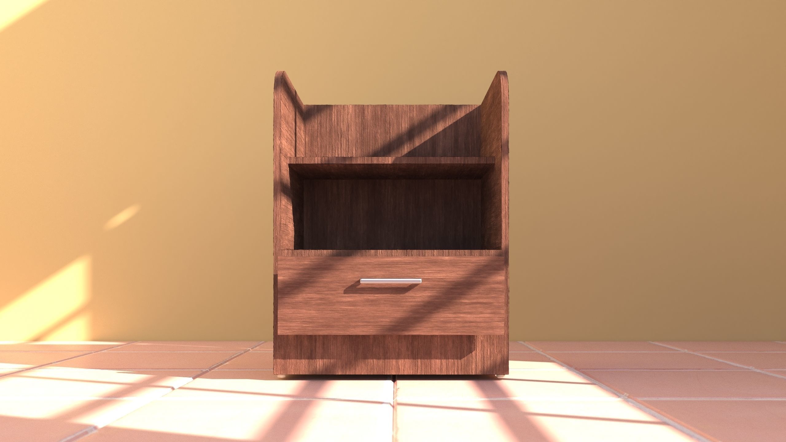 Bedside Table Walnut Wood 3d Model free 3D model | CGTrader