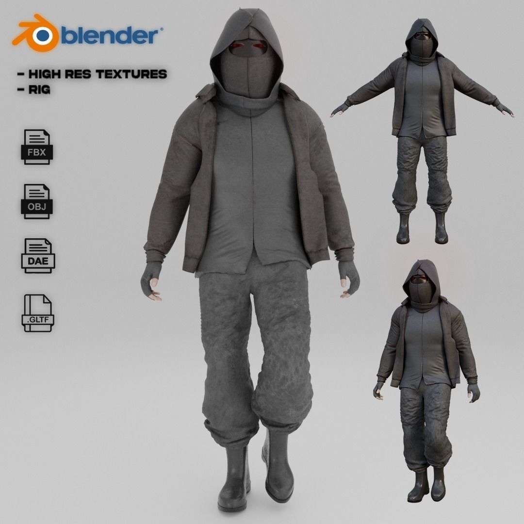 Cyberpunk character Spy assassin free 3D model rigged | CGTrader