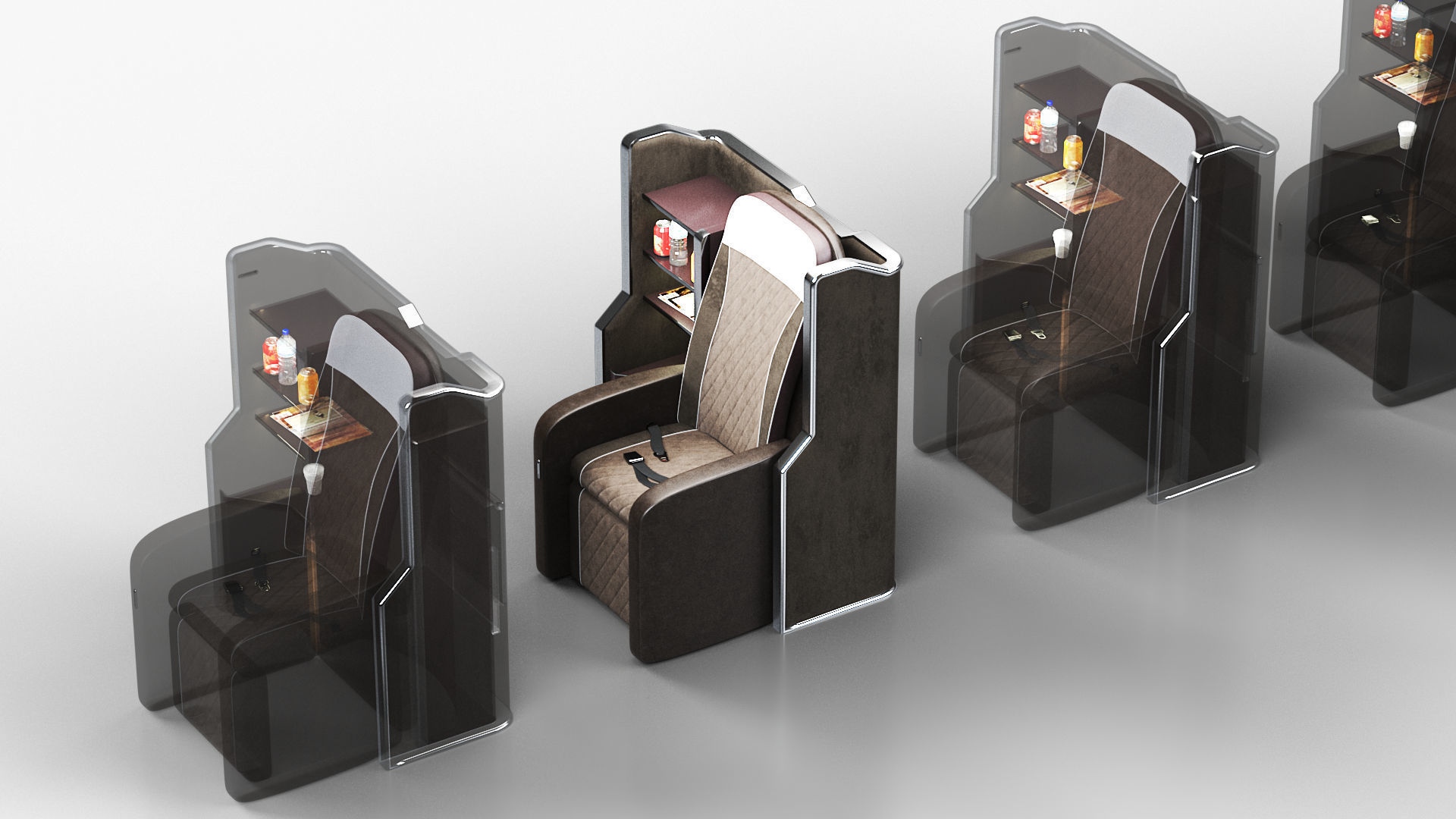 Passenger Seats All Classes - Economy - Business - First Class 3D Model ...