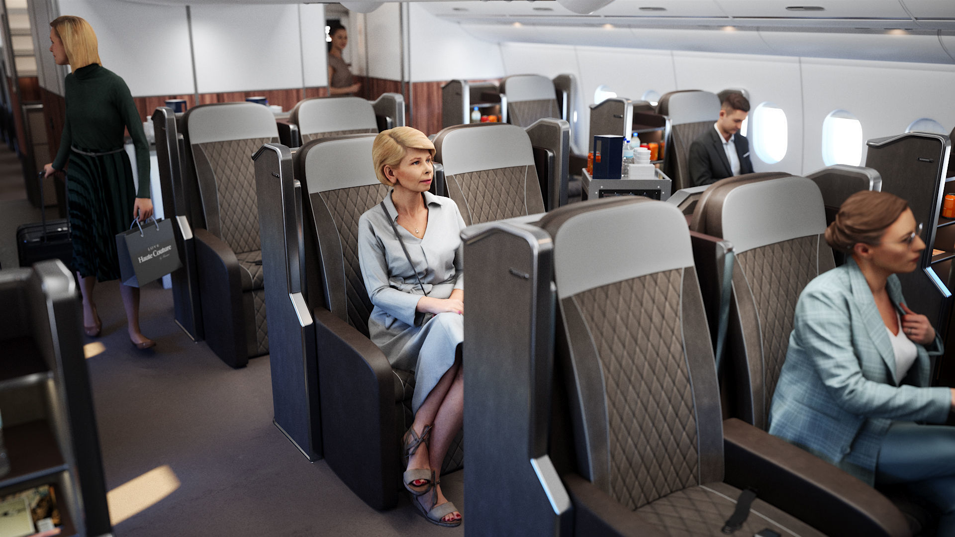 Passenger Seats All Classes - Economy - Business - First Class 3D Model ...