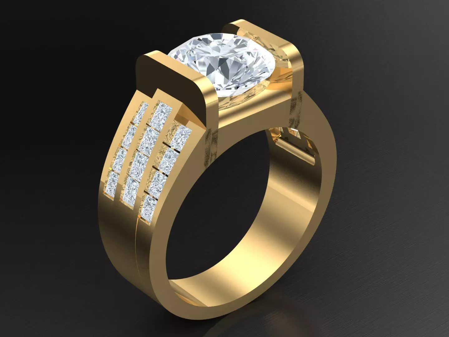 Princess Diamond Multi Cluster Men Ring 1MR36 3D model 3D printable ...