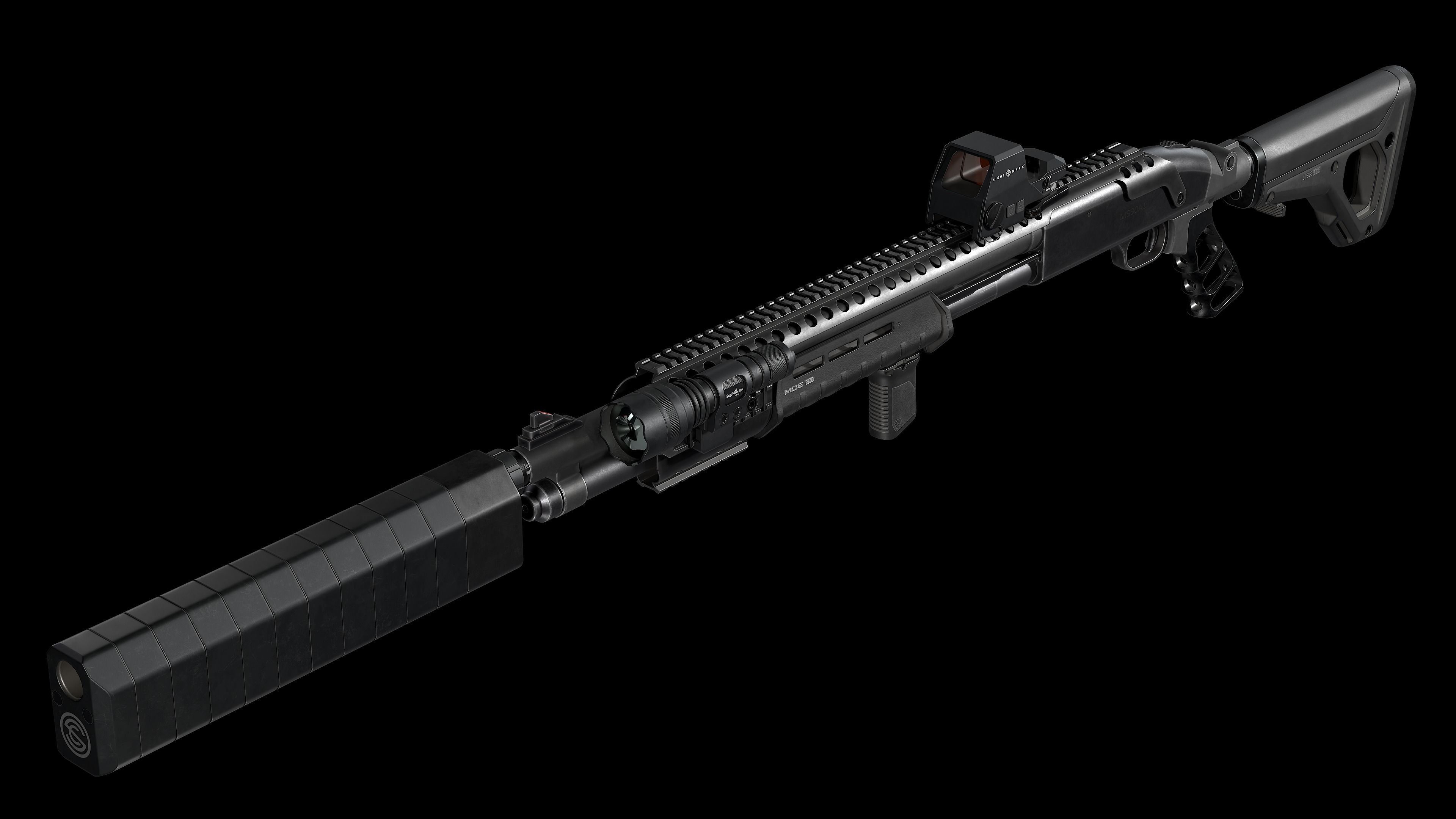 3D model Mossberg 590 Tactical 12 Gauge Shotgun Build VR / AR / low ...