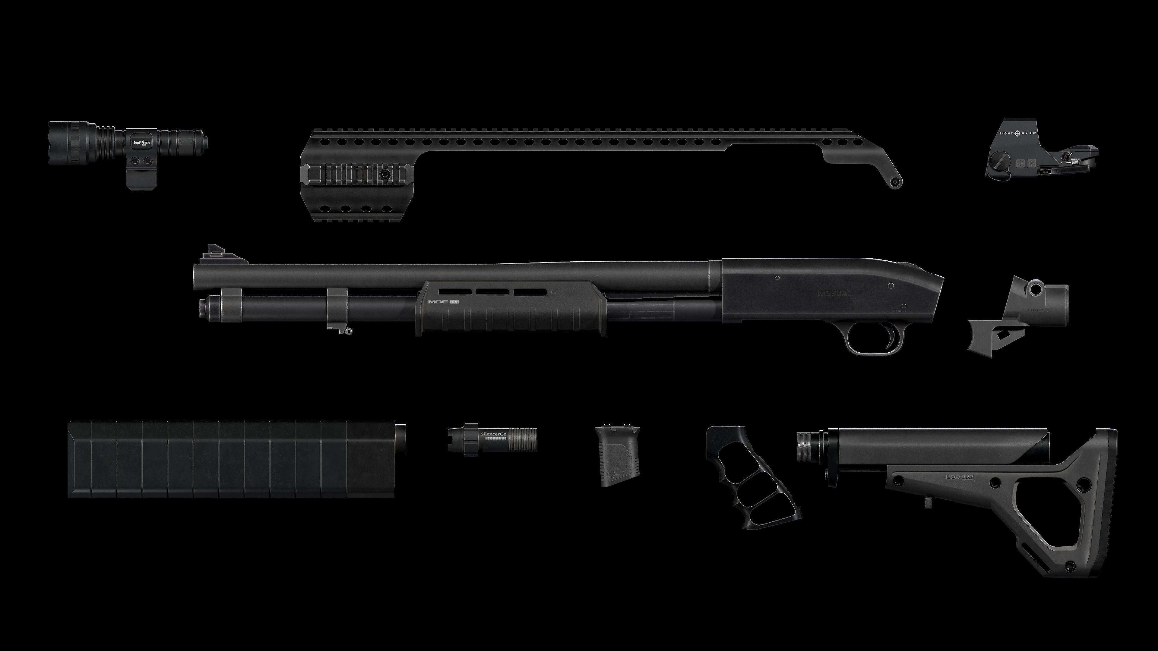3D model Mossberg 590 Tactical 12 Gauge Shotgun Build VR / AR / low ...
