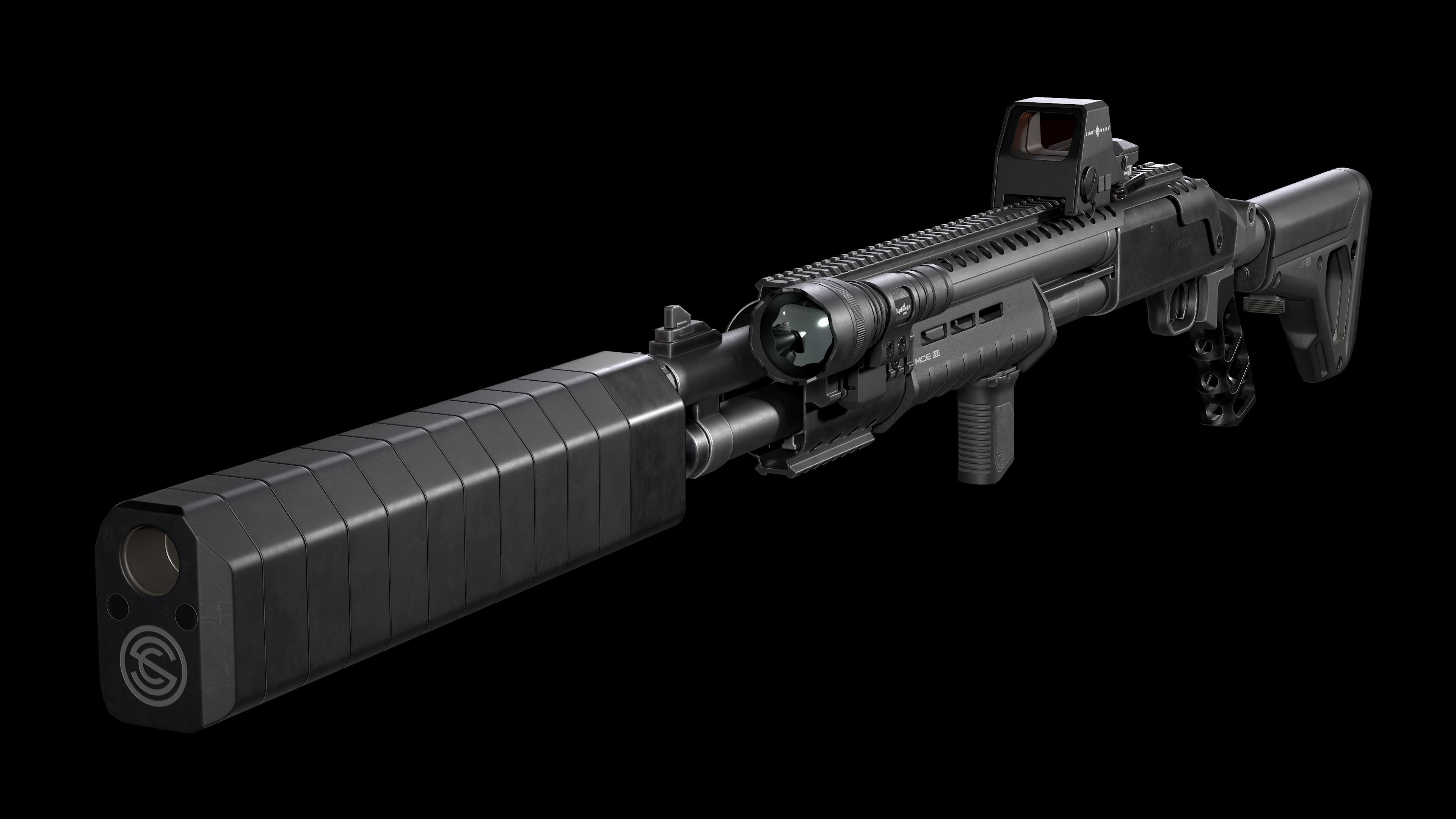 3D model Mossberg 590 Tactical 12 Gauge Shotgun Build VR / AR / low ...