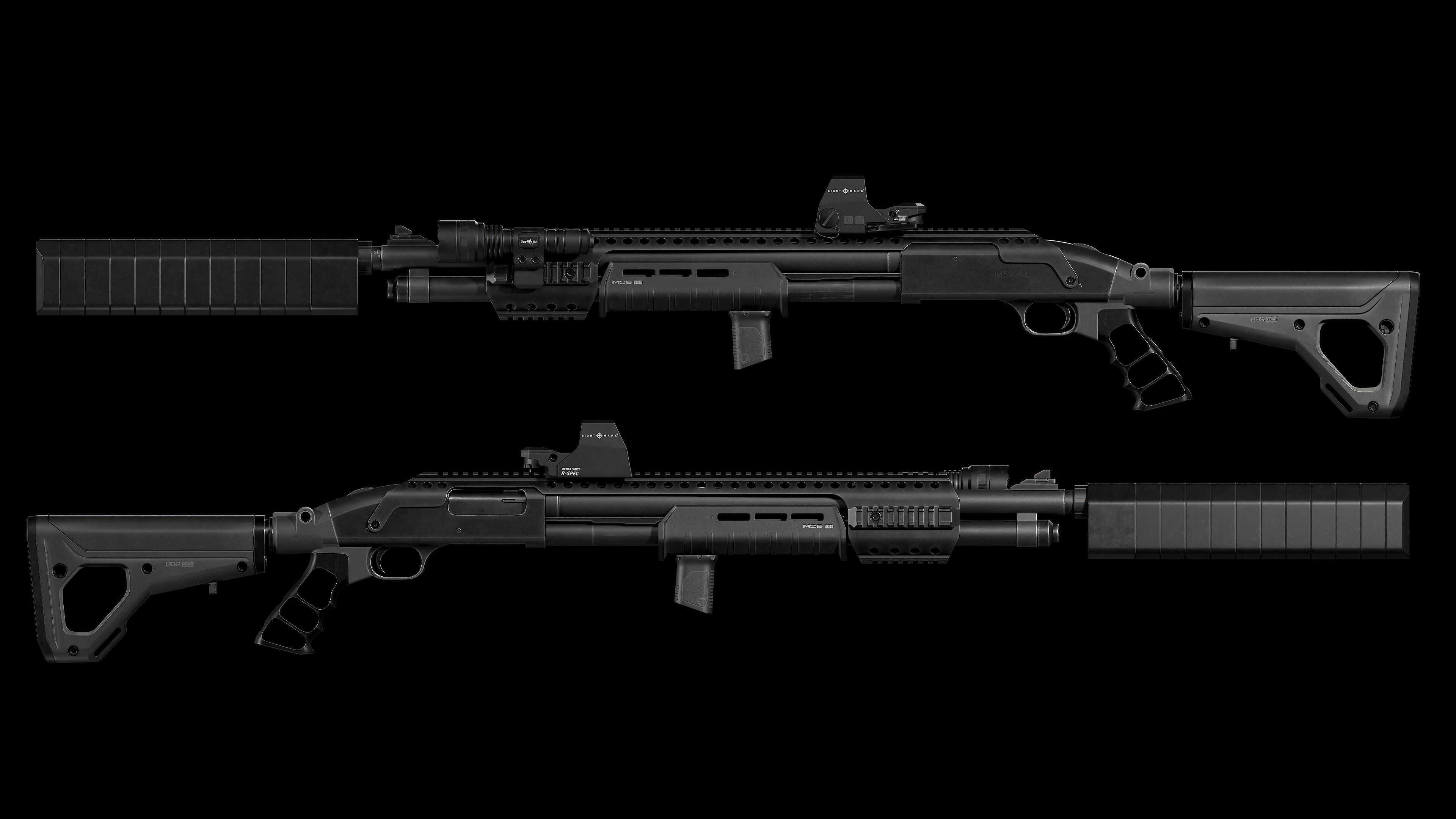 3D model Mossberg 590 Tactical 12 Gauge Shotgun Build VR / AR / low ...