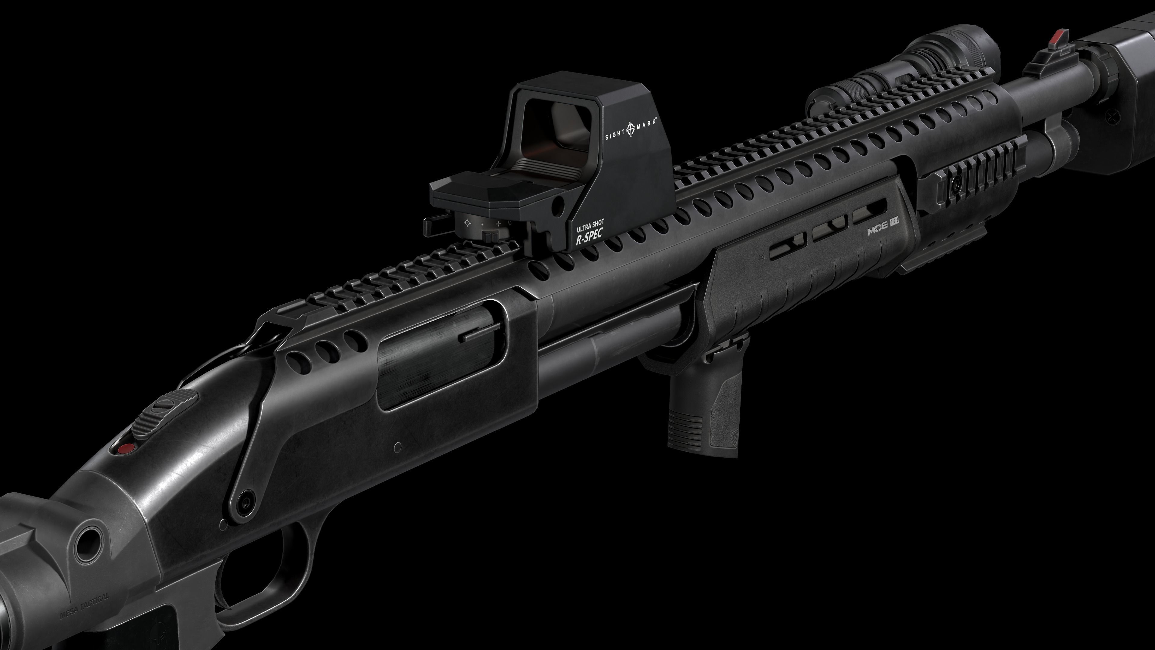 3D model Mossberg 590 Tactical 12 Gauge Shotgun Build VR / AR / low ...