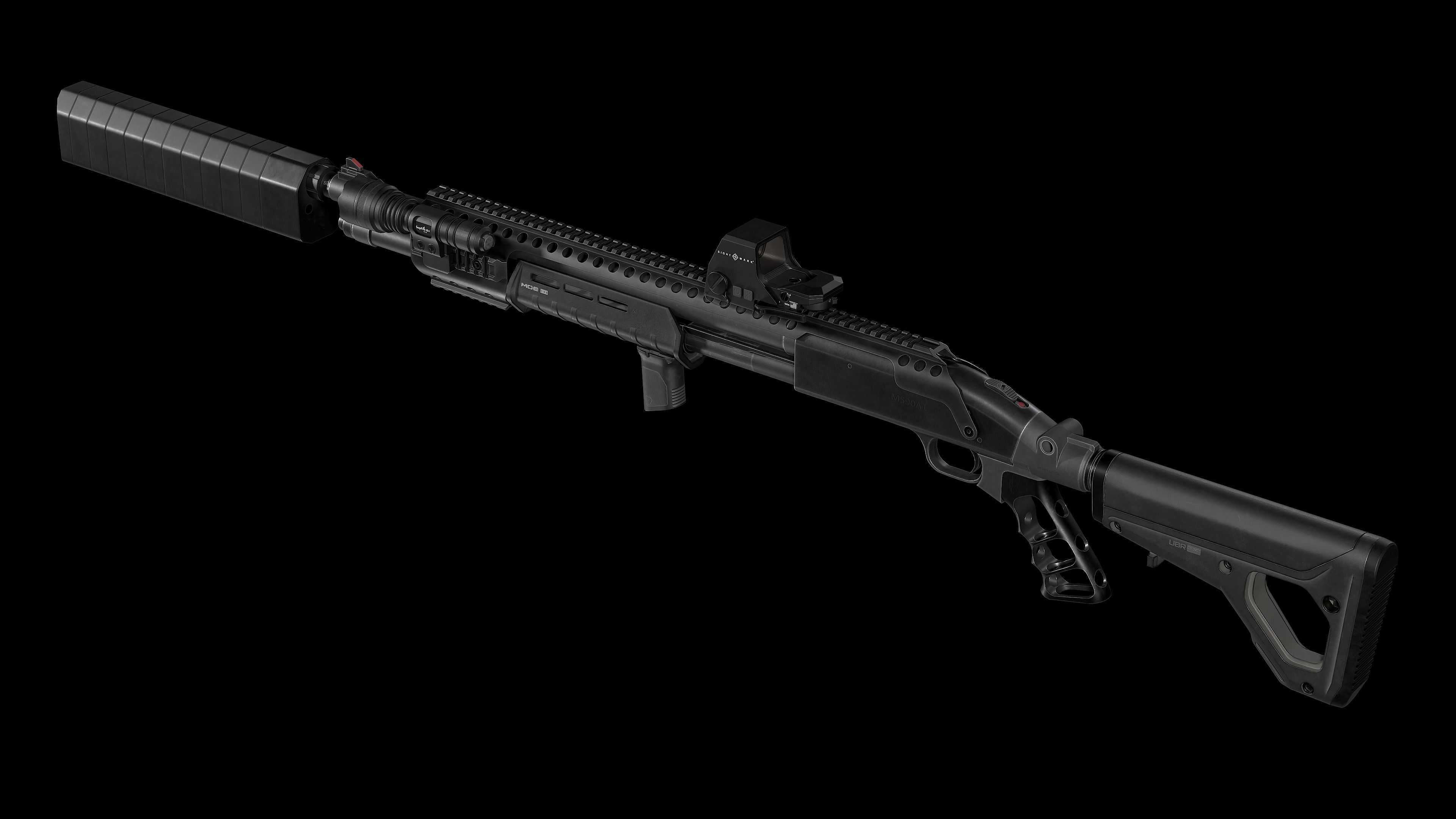 3D model Mossberg 590 Tactical 12 Gauge Shotgun Build VR / AR / low ...