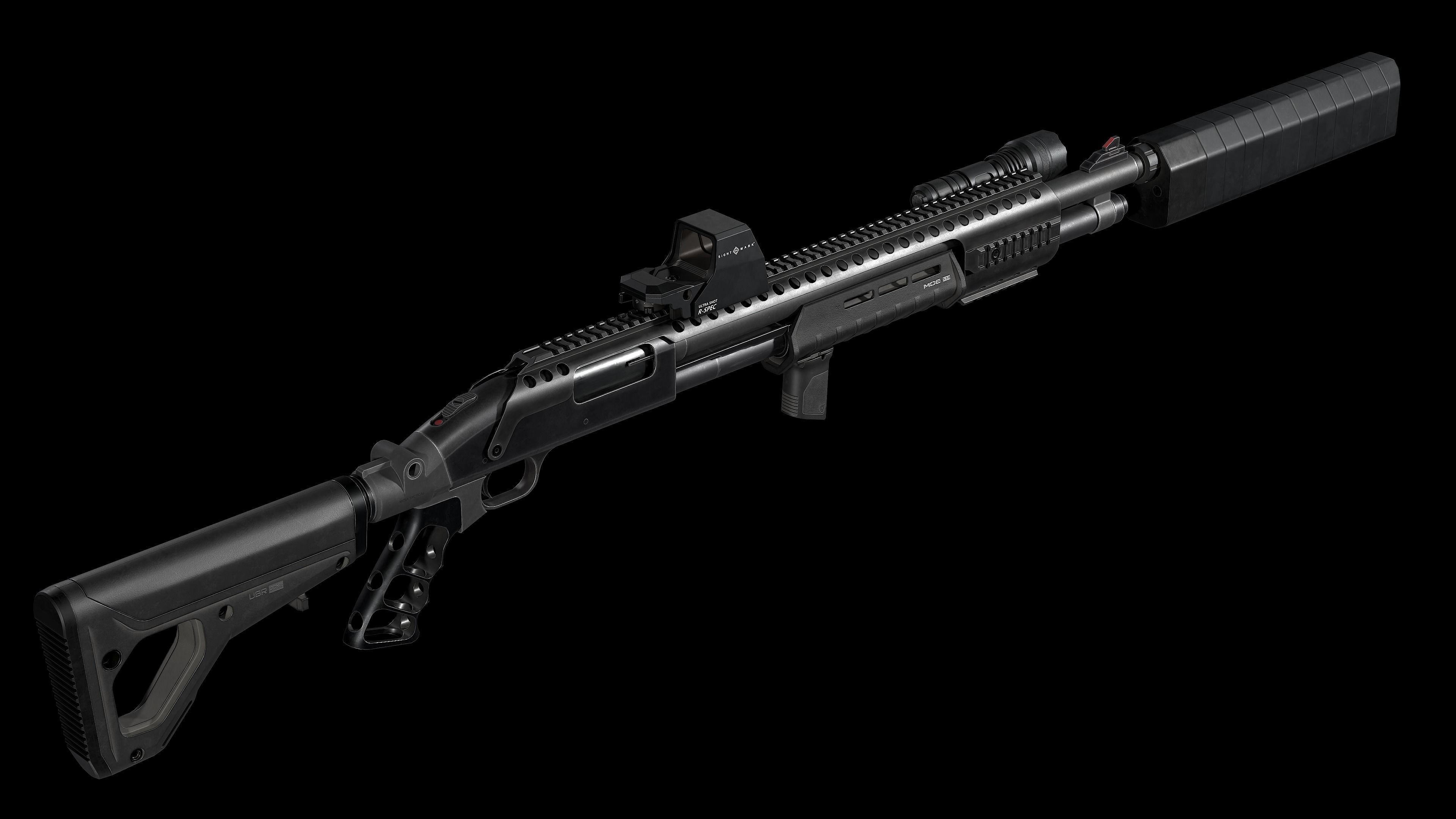 3D model Mossberg 590 Tactical 12 Gauge Shotgun Build VR / AR / low ...