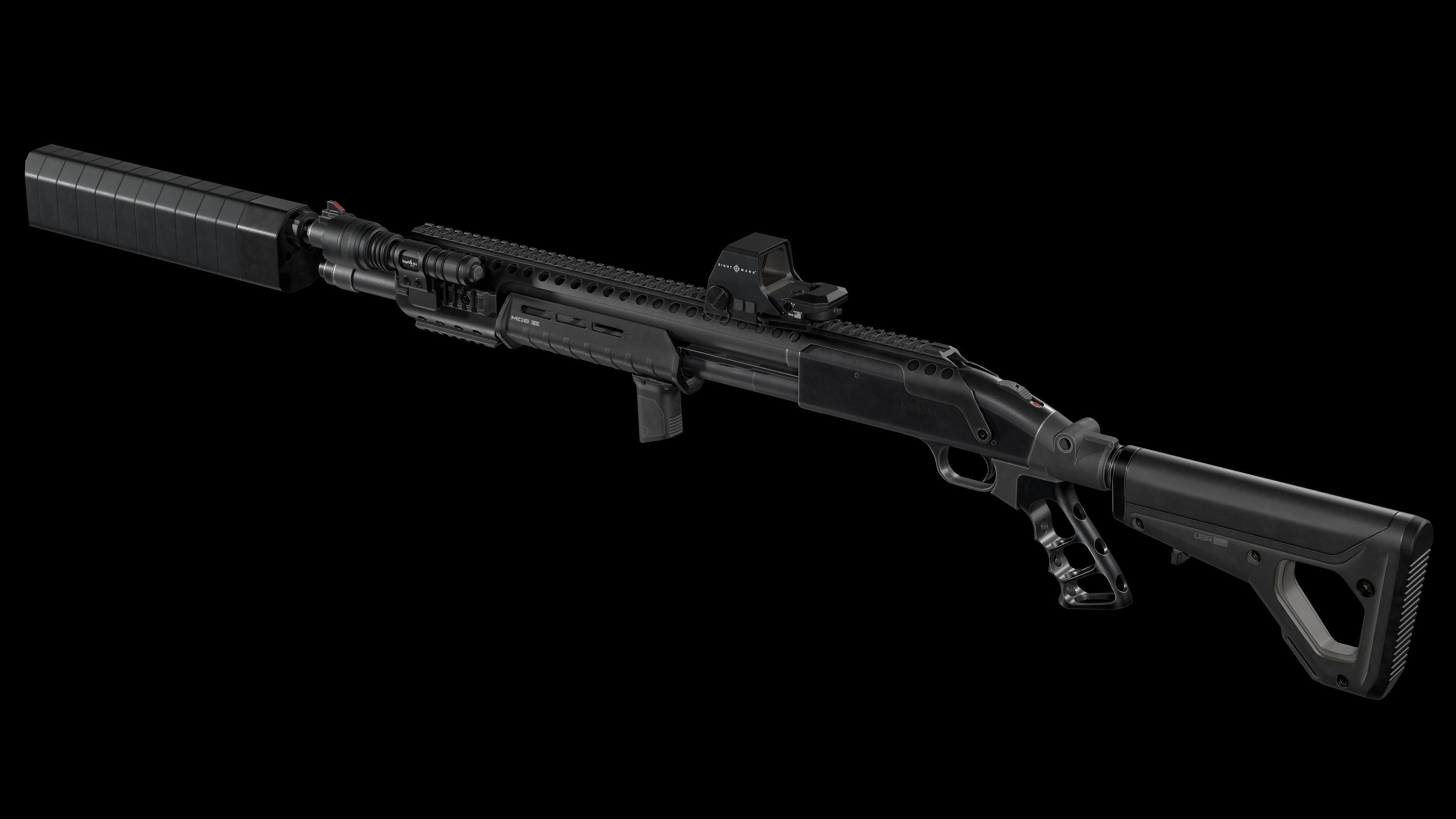 3D model Mossberg 590 Tactical 12 Gauge Shotgun Build VR / AR / low ...
