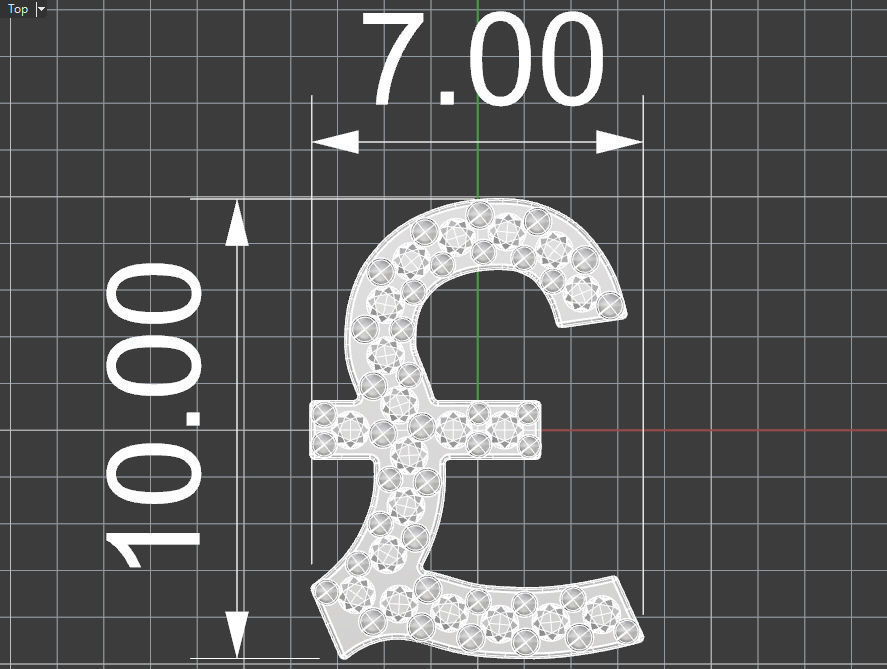 Pound symbol stud earring with gems 3D model 3D printable | CGTrader