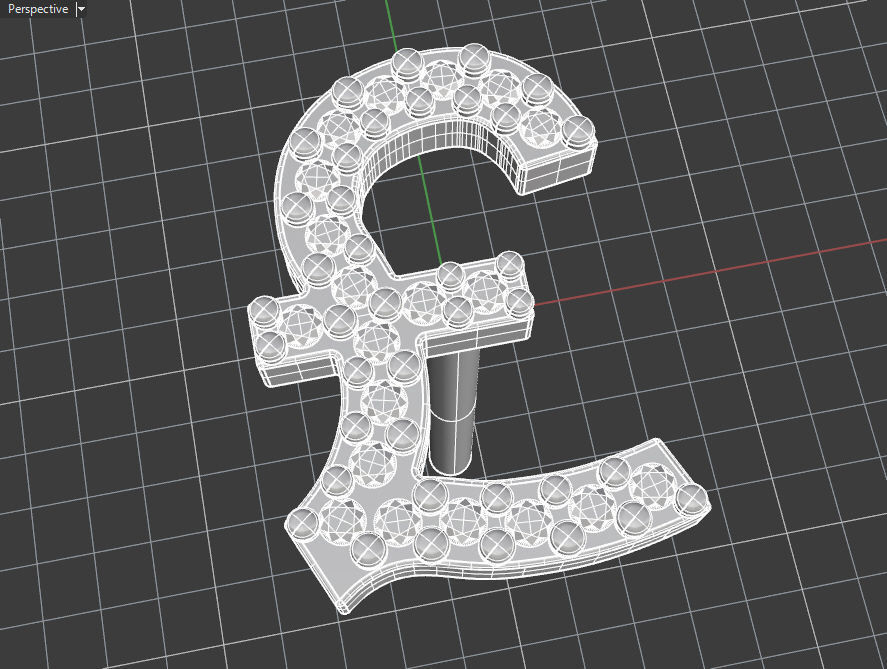 Pound symbol stud earring with gems 3D model 3D printable | CGTrader
