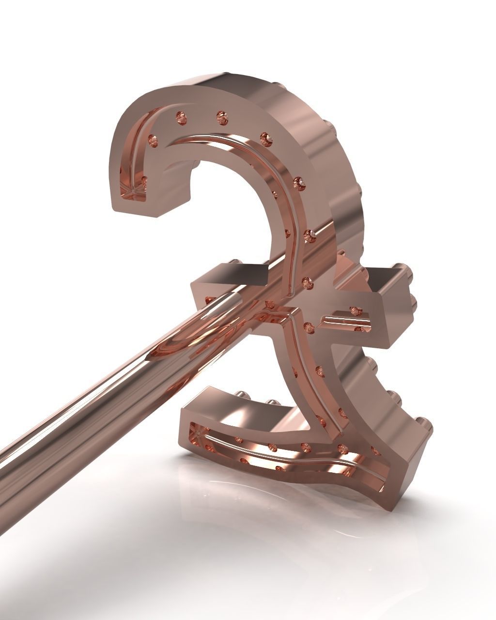 Pound symbol stud earring with gems 3D model 3D printable | CGTrader