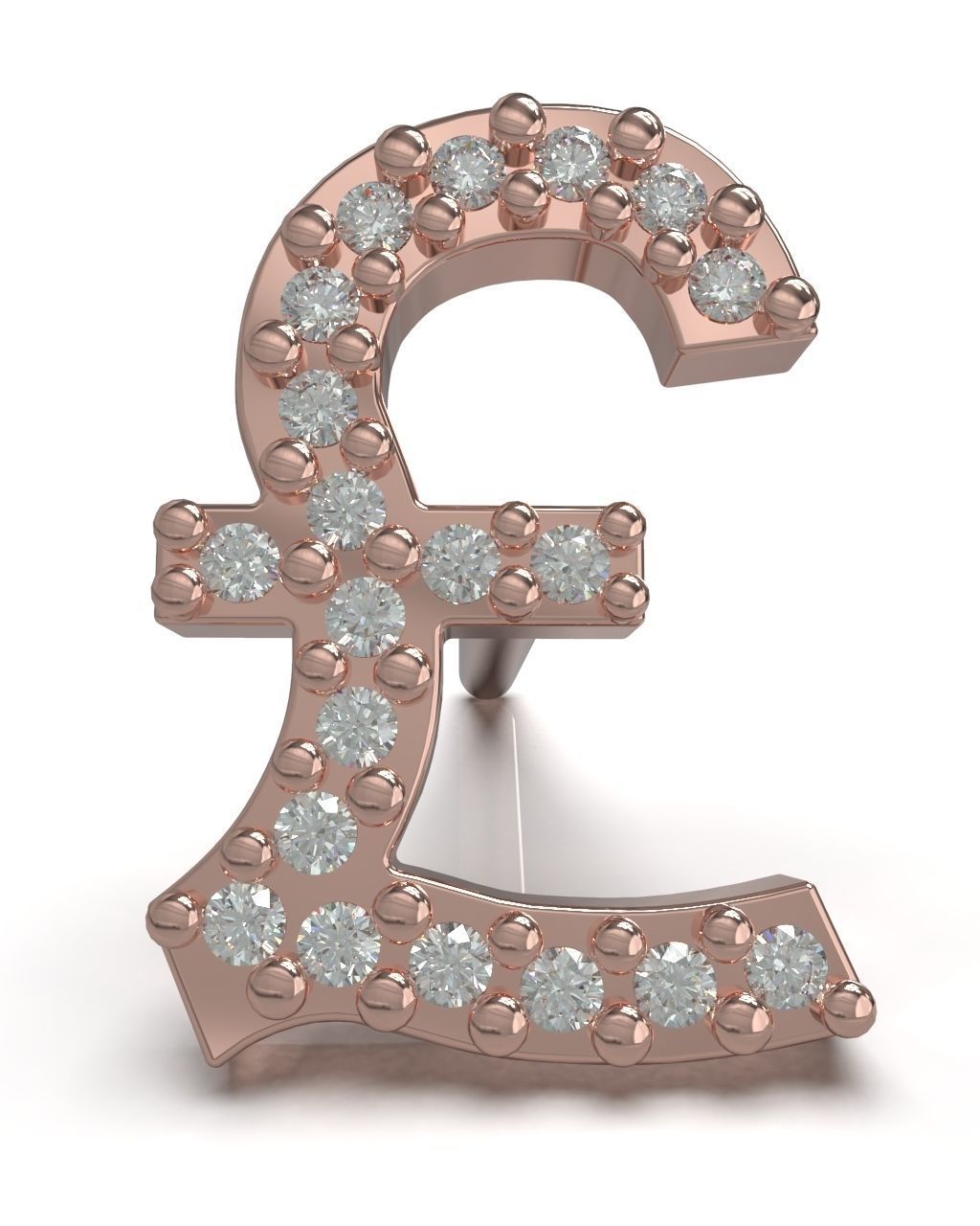 Pound symbol stud earring with gems 3D model 3D printable | CGTrader