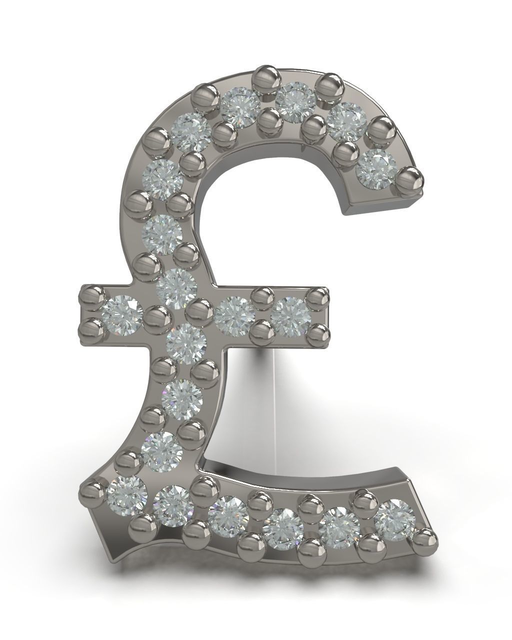 Pound symbol stud earring with gems 3D model 3D printable | CGTrader