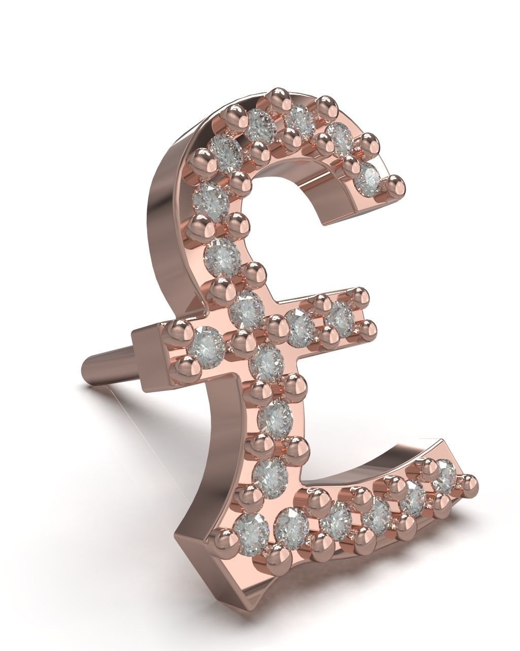 Pound symbol stud earring with gems 3D model 3D printable | CGTrader