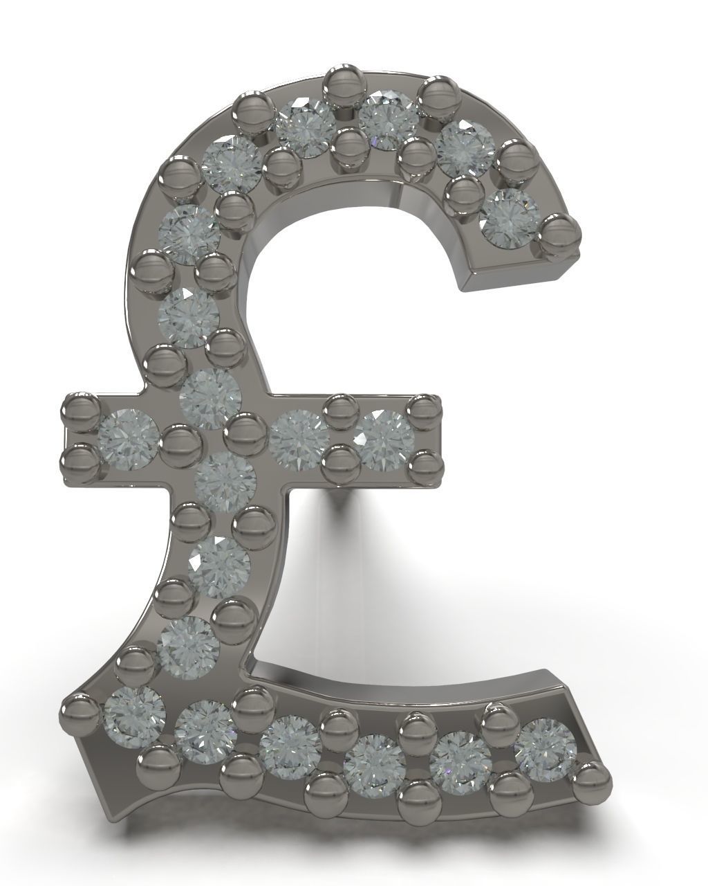 Pound symbol stud earring with gems 3D model 3D printable | CGTrader