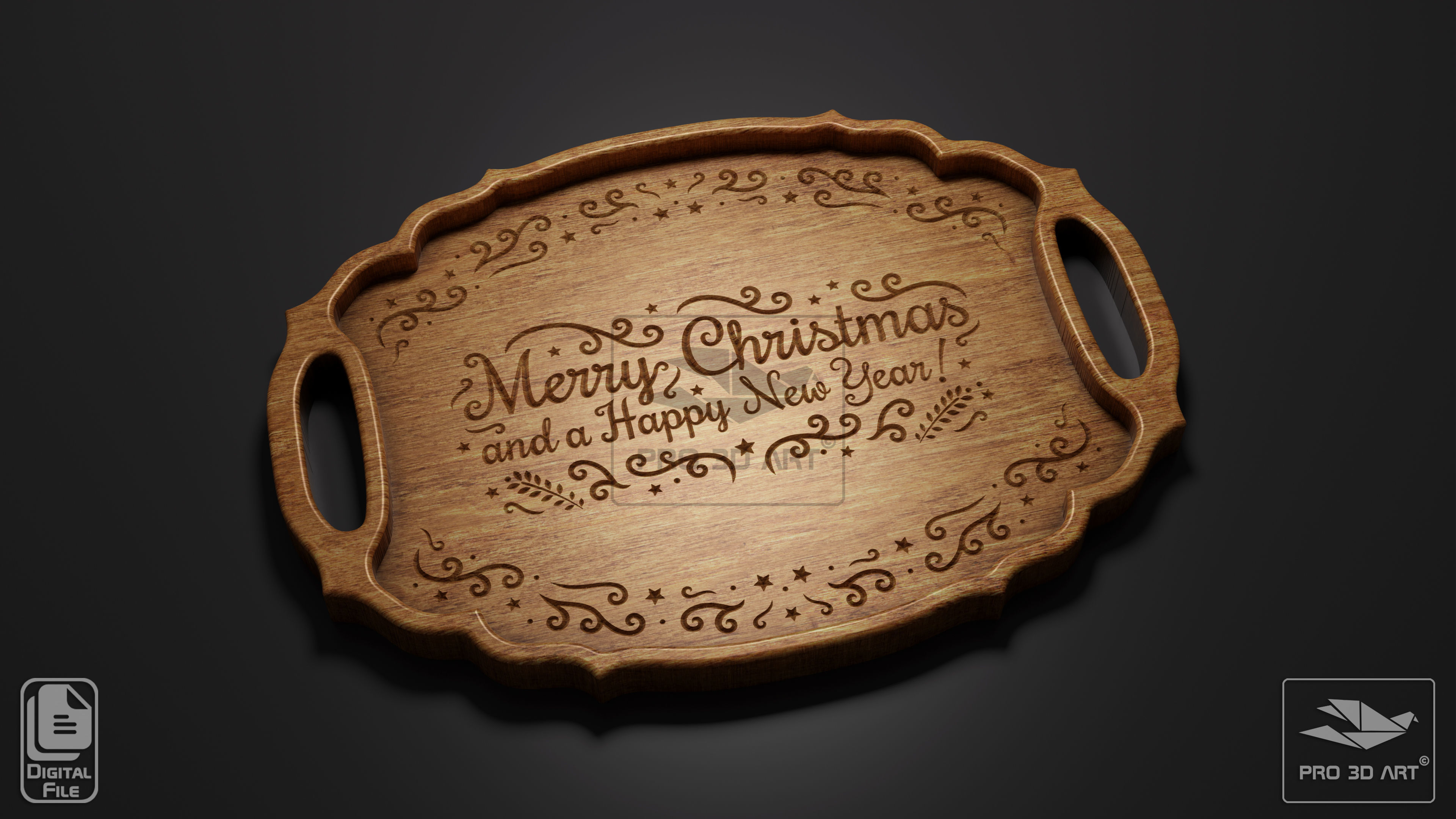 Christmas Tray - CNC Files for Wood 3D model | CGTrader