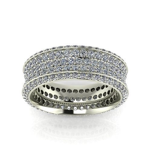 Wide Pave Ring - Eternity Band - 5 round diamond rows 3D model 3D ...