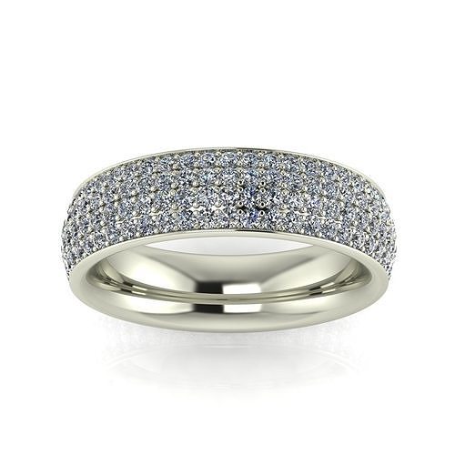 Wide Pave Ring - Eternity Band - 4 round diamond rows 3D model 3D ...
