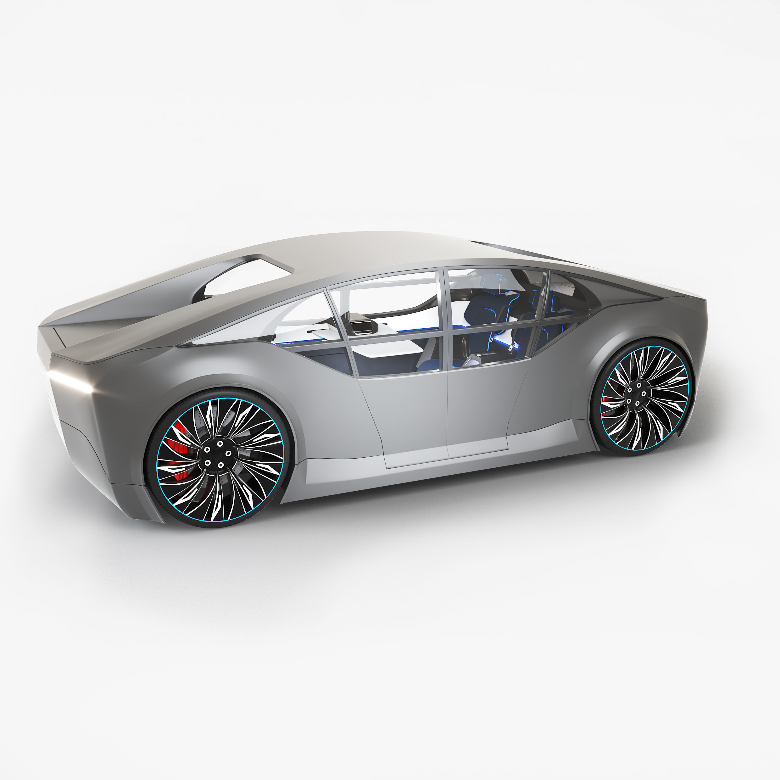 Self-driving concept car with interior and rigged 3D model rigged ...