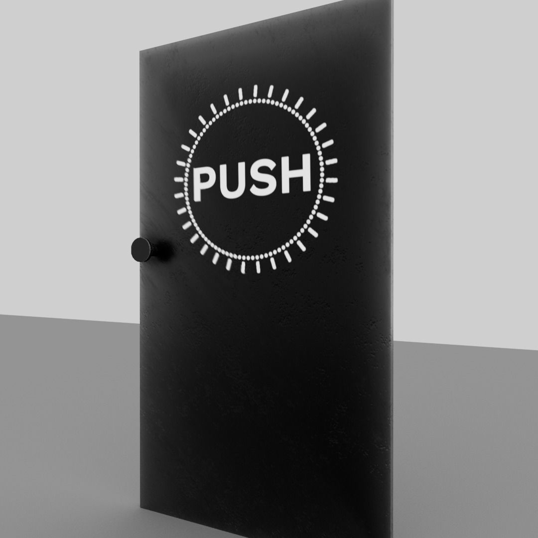 3D model Metal door with push word VR / AR / low-poly | CGTrader