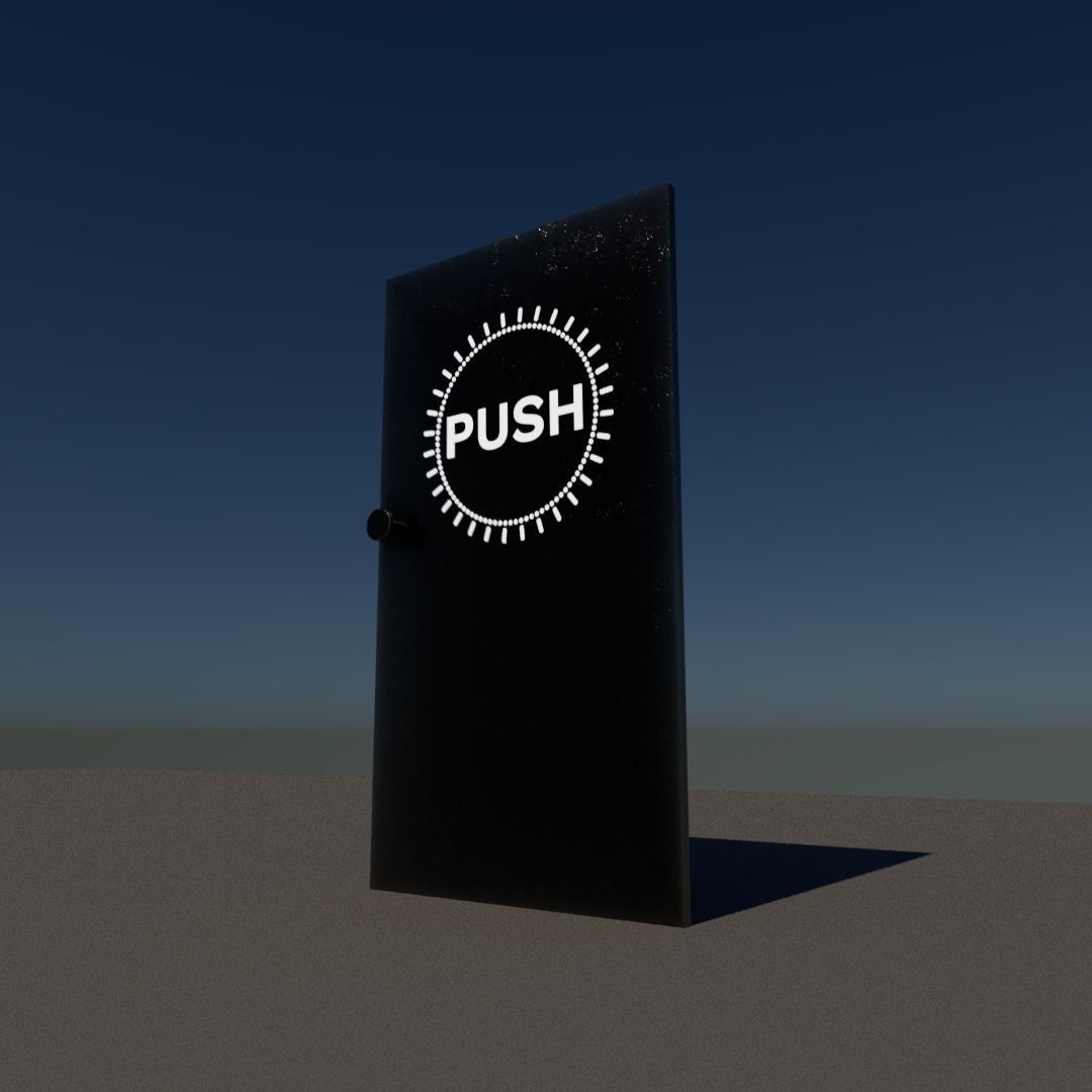 3D model Metal door with push word VR / AR / low-poly | CGTrader
