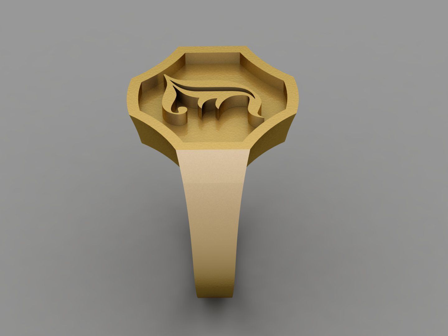 J Letter Classy Solid 14K Gold Name Initial Signet Ring Mens 3D model ...