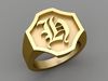H Letter Classy Solid 14K Gold Name Initial Signet Ring Mens 3D model ...