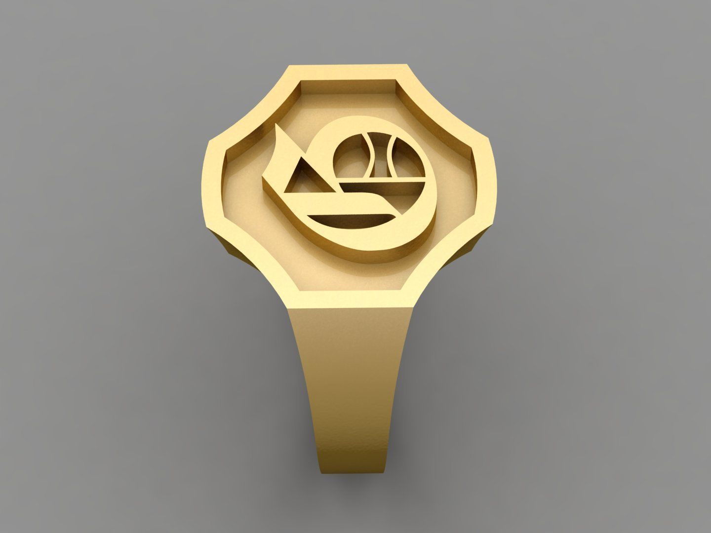 G Letter Classy Solid 14K Gold Name Initial Signet Ring Mens 3D model ...