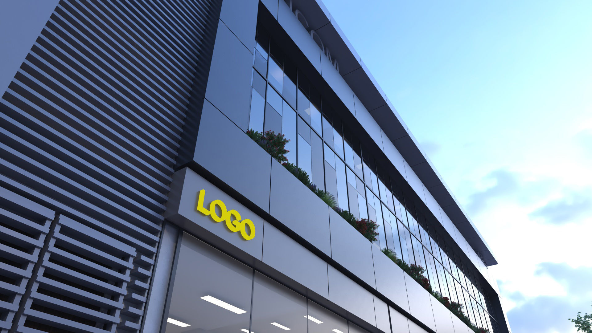 Commercial building 3D exterior Scene 3D model | CGTrader