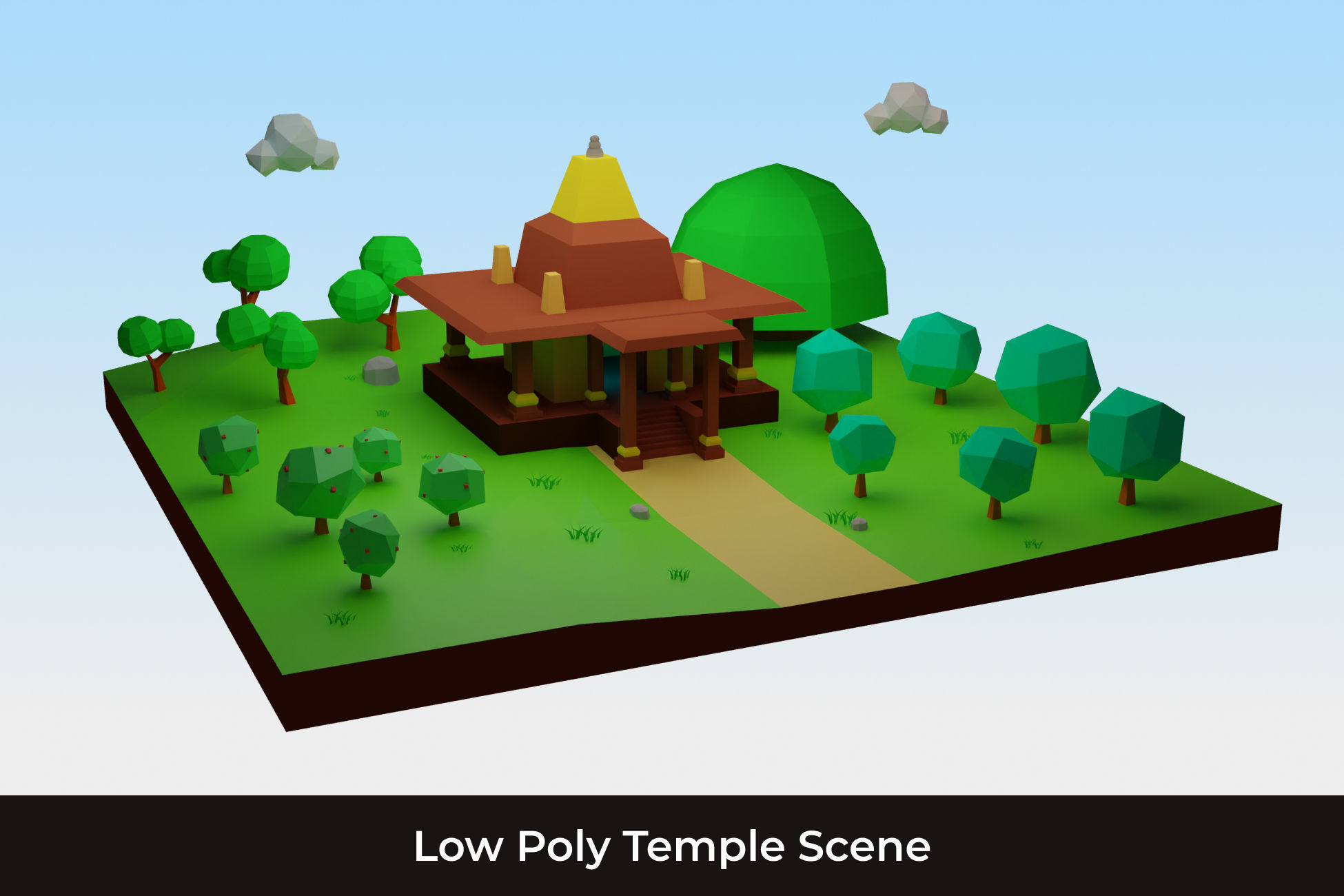 Low Poly Temple Scene 3D Model free VR / AR / low-poly 3D model | CGTrader